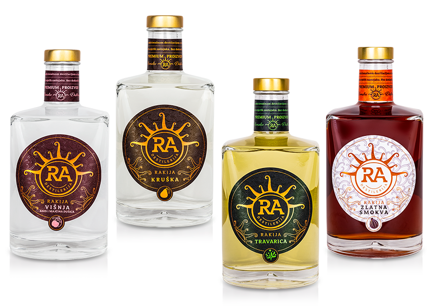 Brendiranje i dizajn ambalaže rakija RA - Studio Kreda